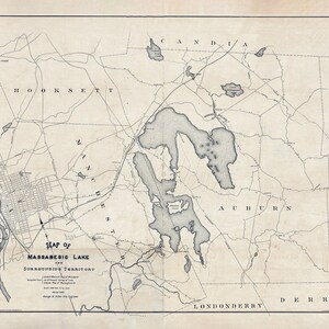 1885 Map of Massabesic Lake New Hampshire and Surrounding Territory - Etsy
