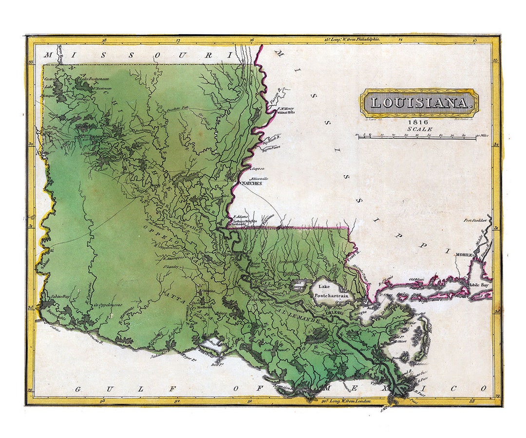 1816 Map of Louisiana - Etsy