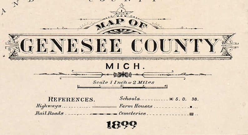1899 Map of Genesee County Michigan - Etsy