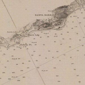 1882 Nautical Map of Santa Monica to Point Conception California - Etsy