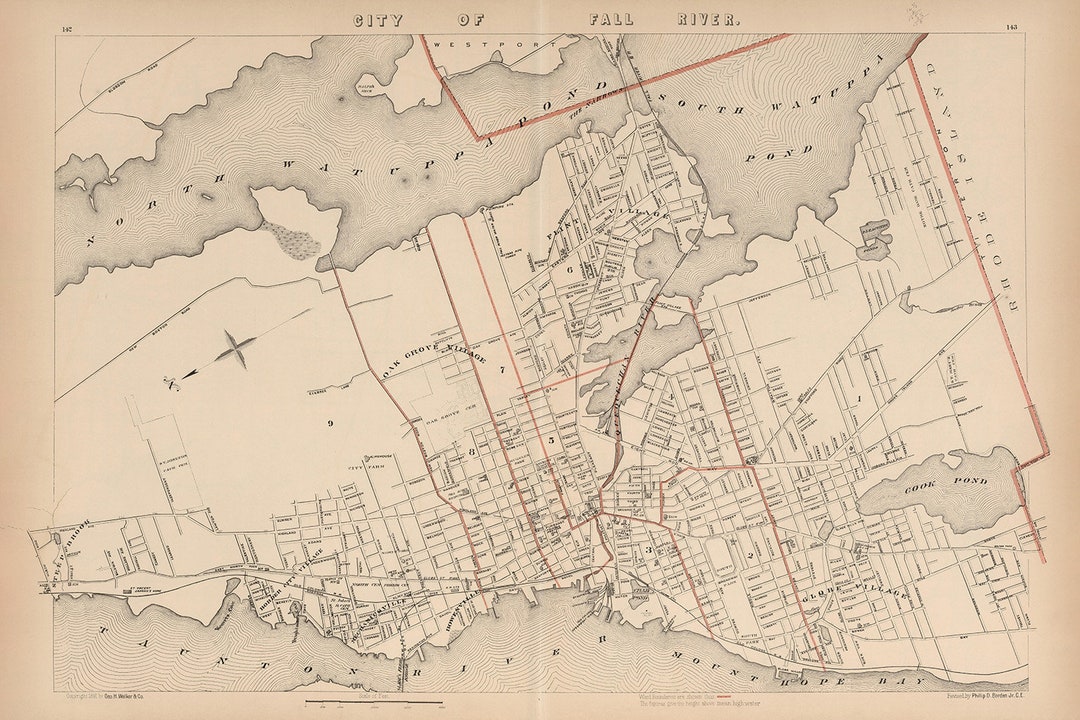 1891 Map of Fall River Massachusetts - Etsy