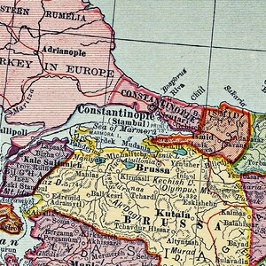 1910 Map of Turkey in Asia - Etsy