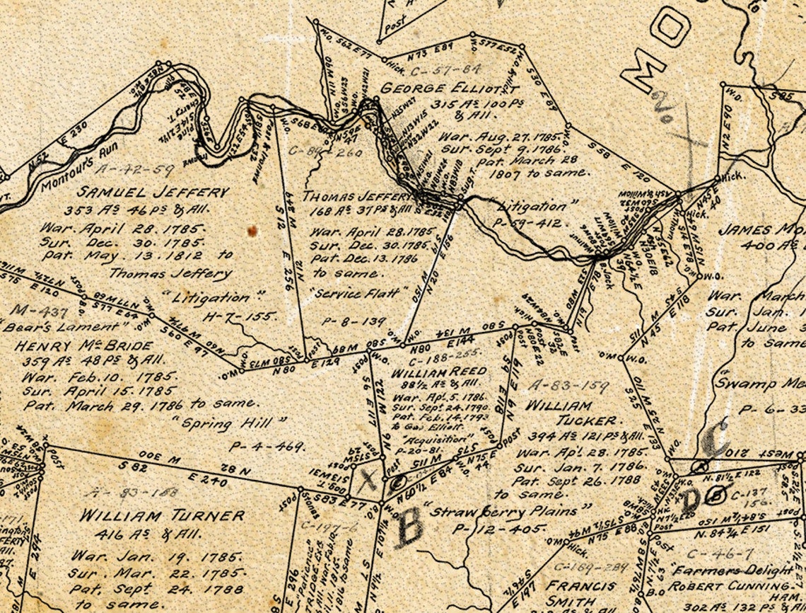 North Fayette Township Allegheny County Pennsylvania Warrantee Map - Etsy