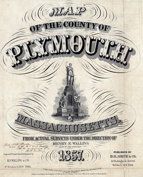 1857 Map of Plymouth County Massachusetts Plymouth | Etsy