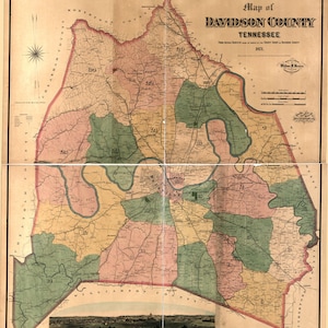 1871 Map of Davidson County Tennessee Nashville - Etsy