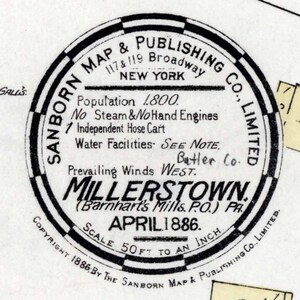 1886 Town Map of Millerstown Butler County Pennsylvania - Etsy