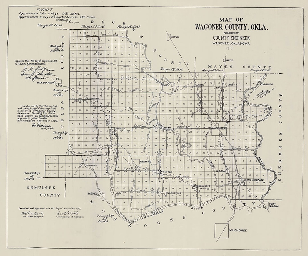 1915 Map of Wagoner County Oklahoma - Etsy