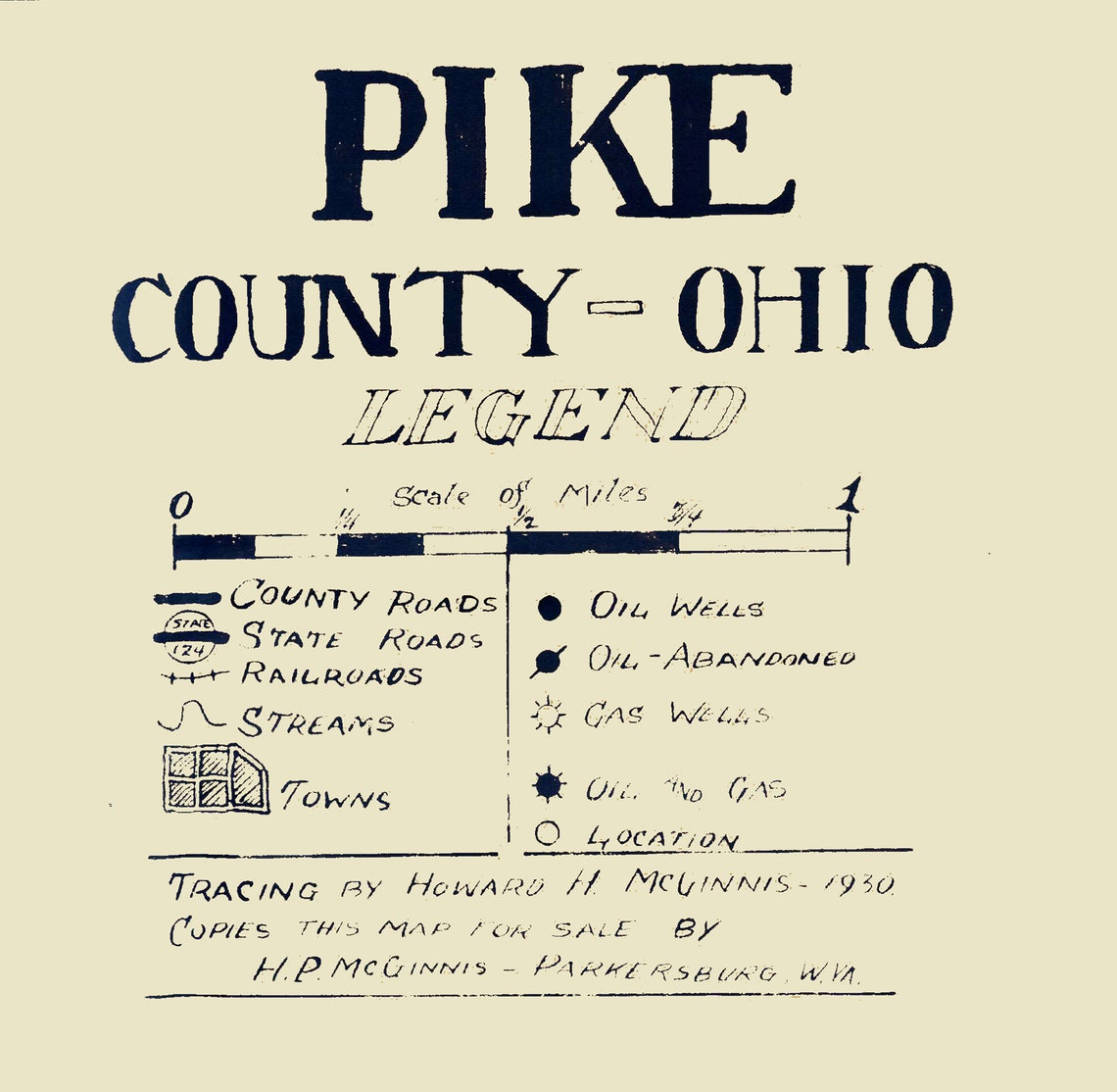 1930 Farm Line Map of Pike County Ohio Oil and Gas Wells - Etsy