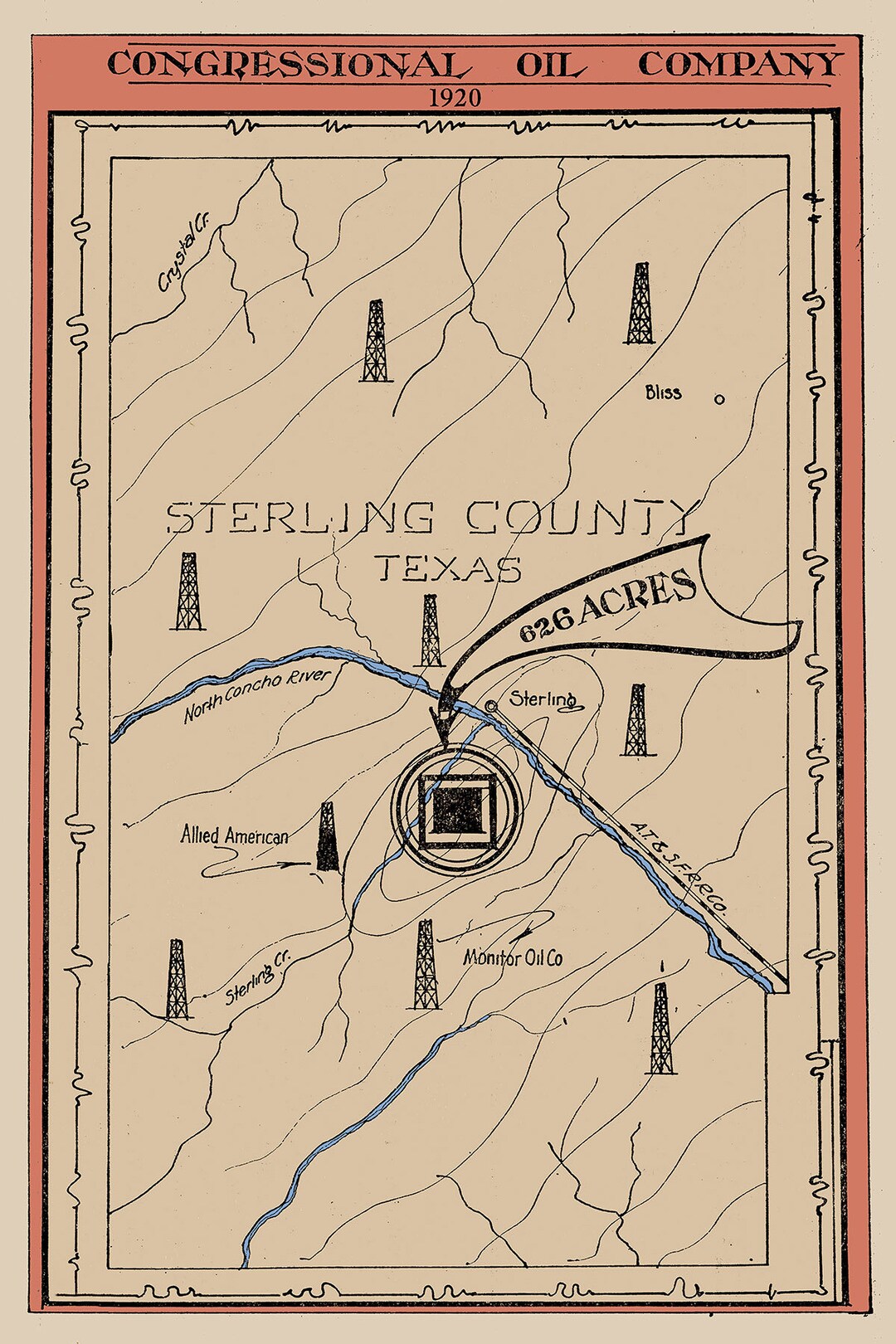 1920 Oil Field Map of Sterling County Texas - Etsy