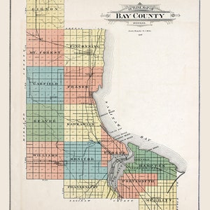 1916 Map of Bay County Michigan - Etsy
