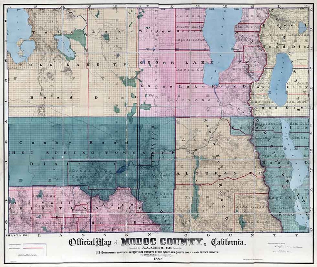 1887 Map of Modoc County California - Etsy