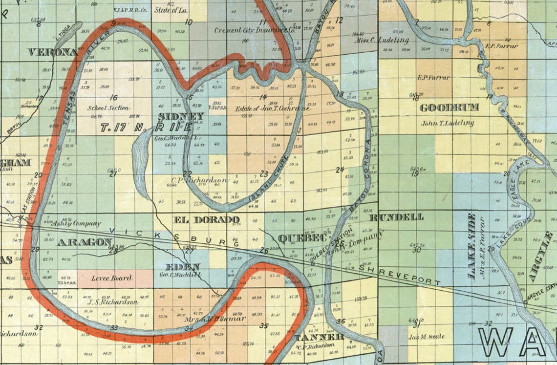 1891 Map of Madison Parish County Louisiana Tallulah | Etsy