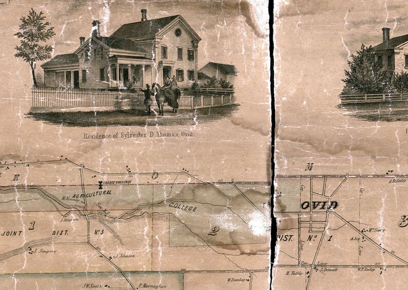 1858 Map of Ovid Seneca County New York - Etsy