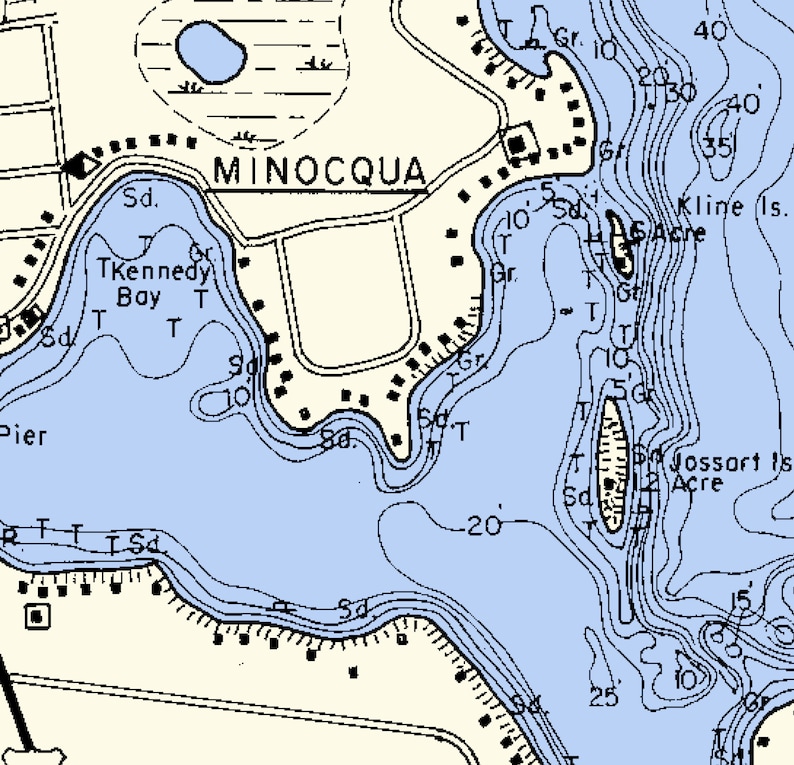 1972 Map of Minocqua Lake Oneida County Wisconsin - Etsy
