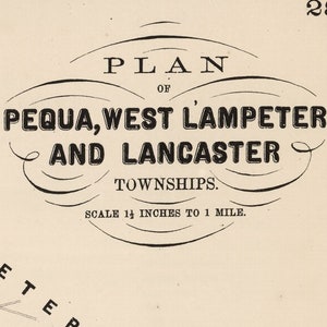 1864 Map of Pequa West Lampeter and Lancaster Township Lancaster County ...