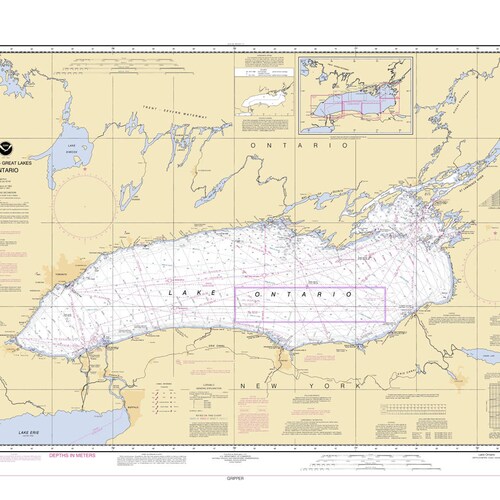 Old Lake Ontario Lighthouses Map 1898 Nautical Great Lakes - Etsy