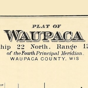 1889 Map of Waupaca Township Waupaca County Wisconsin - Etsy