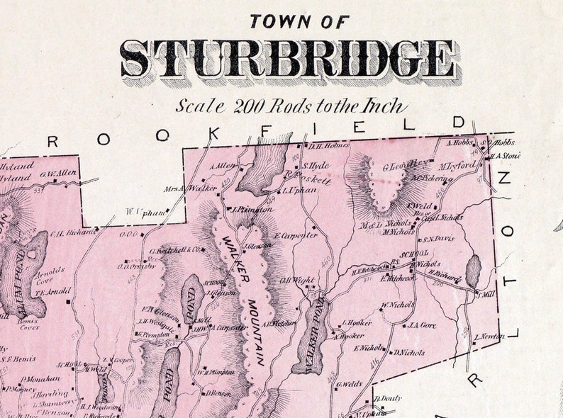 1870 Town Map of Sturbridge and Southbridge Massachusetts - Etsy