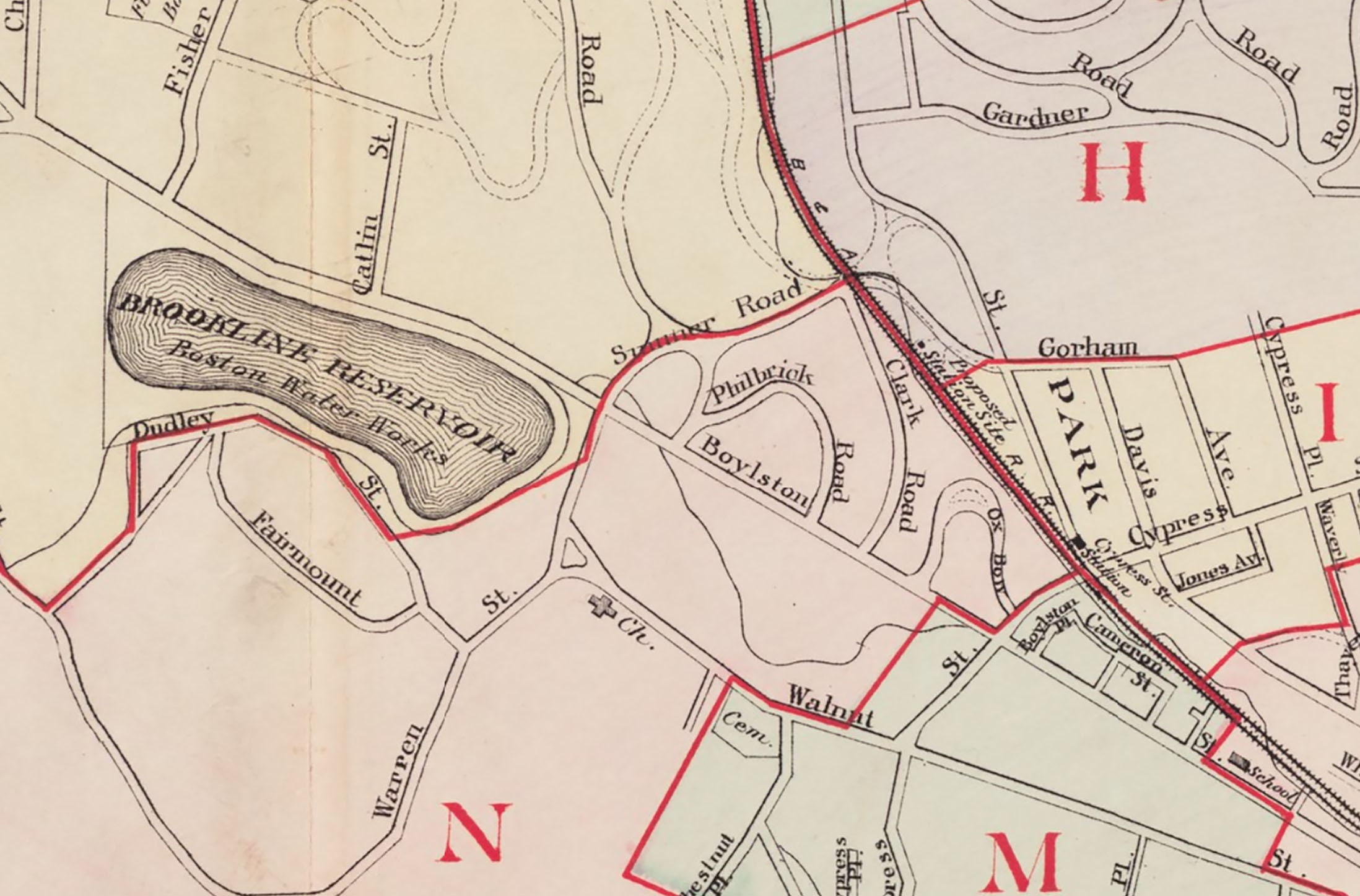 1888 Town Map of Brookline Norfolk County Massachusetts - Etsy