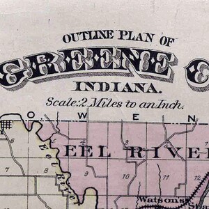1879 Map of Greene County Indiana - Etsy