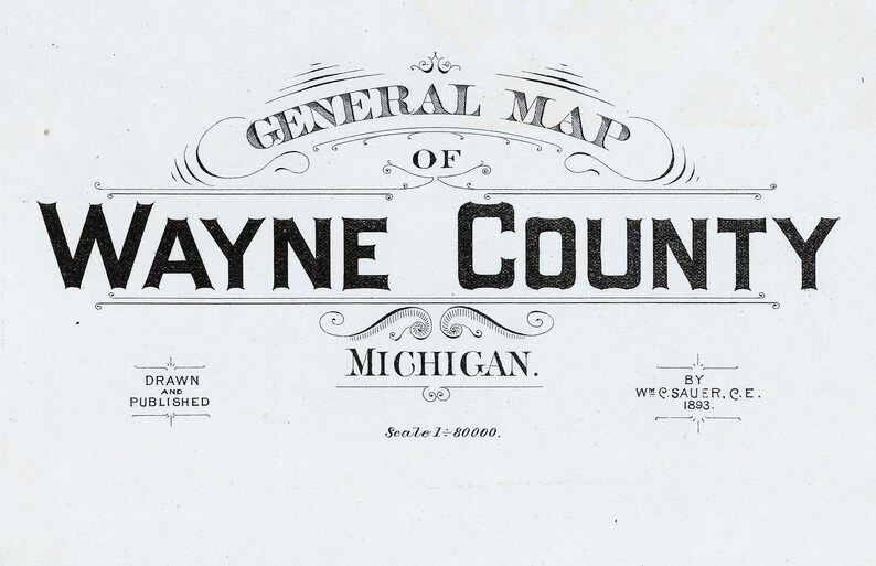 1893 Map of Wayne County Michigan - Etsy