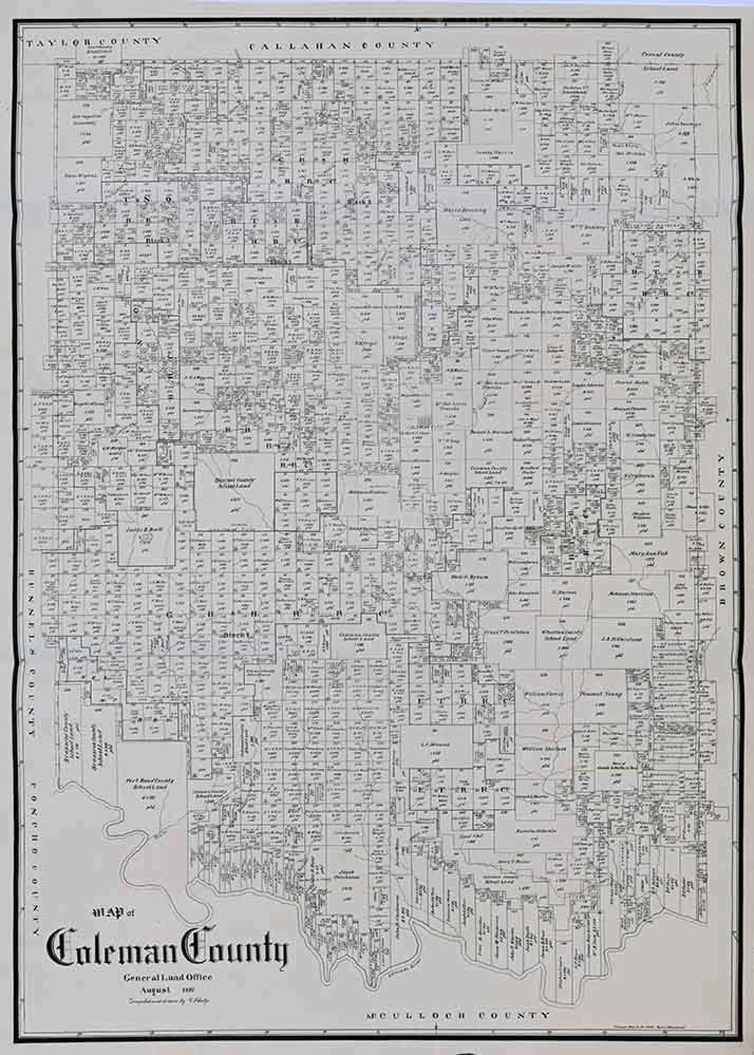1897 Map of Coleman County Texas - Etsy