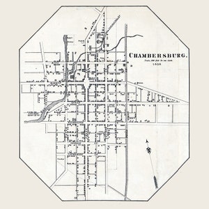 1858 Map of Chambersburg Franklin County Pennsylvania - Etsy