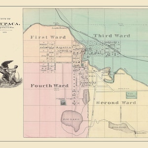 1878 Town Map of Waupaca Waupaca County Wisconsin - Etsy