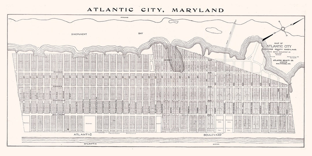 1916 Map of Atlantic City Maryland - Etsy