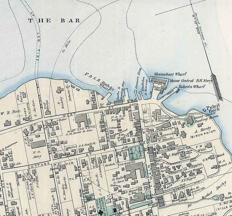 1887 Map of Bar Harbor Mount Desert Island Maine - Etsy