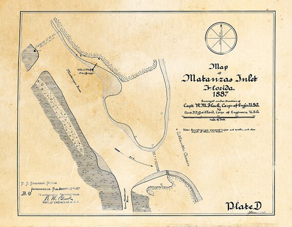 1887 Map of Matanzas Inlet Saint Johns County Florida - Etsy