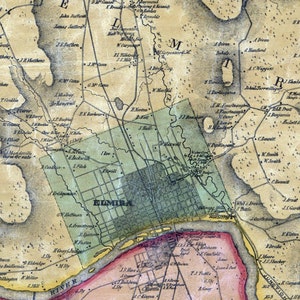 1853 Map of Chemung County NY From Actual Surveys Elmira - Etsy