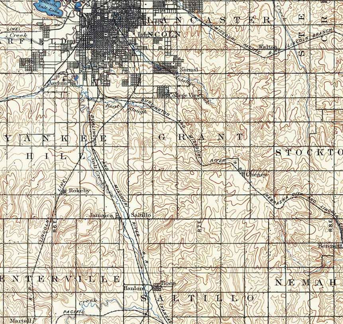 1897 Topo Map of Lincoln Nebraska Crete - Etsy