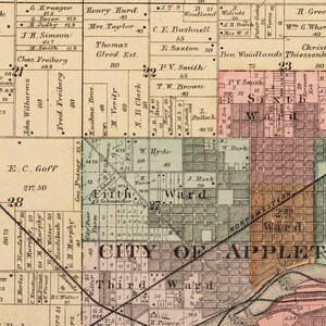 1889 Map of Grand Chute Township Outagamie County Wisconsin - Etsy