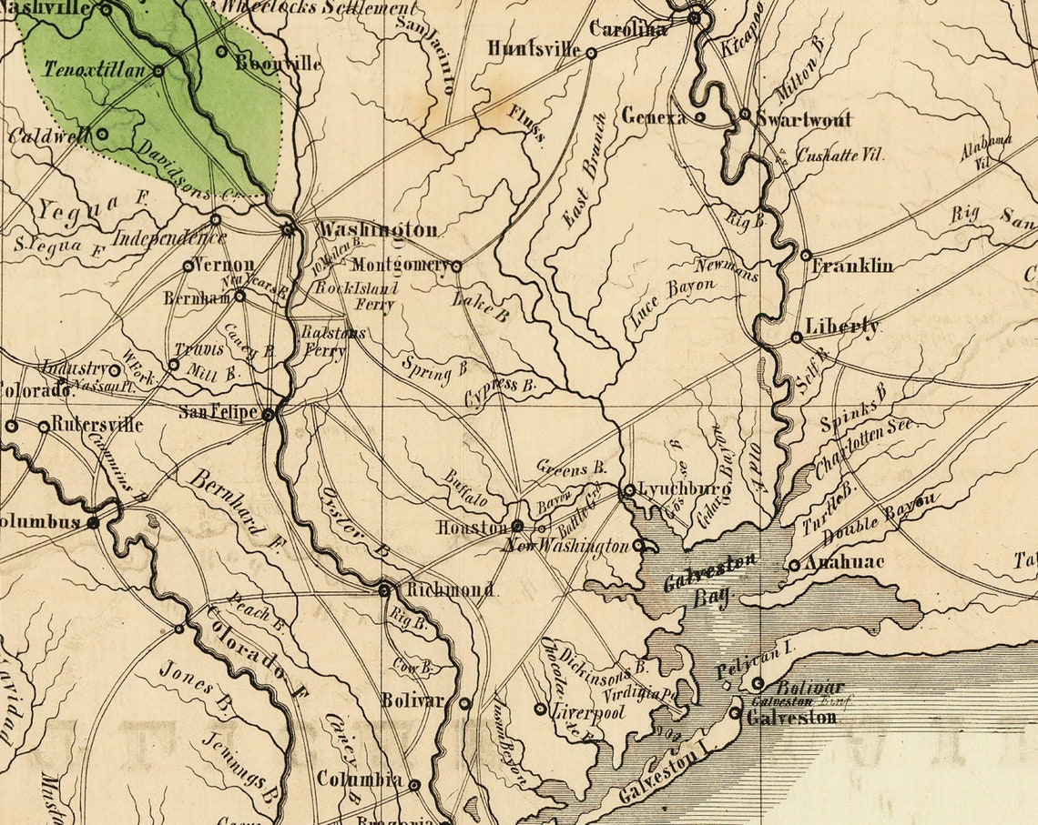 1849 Map of Texas Geography - Etsy