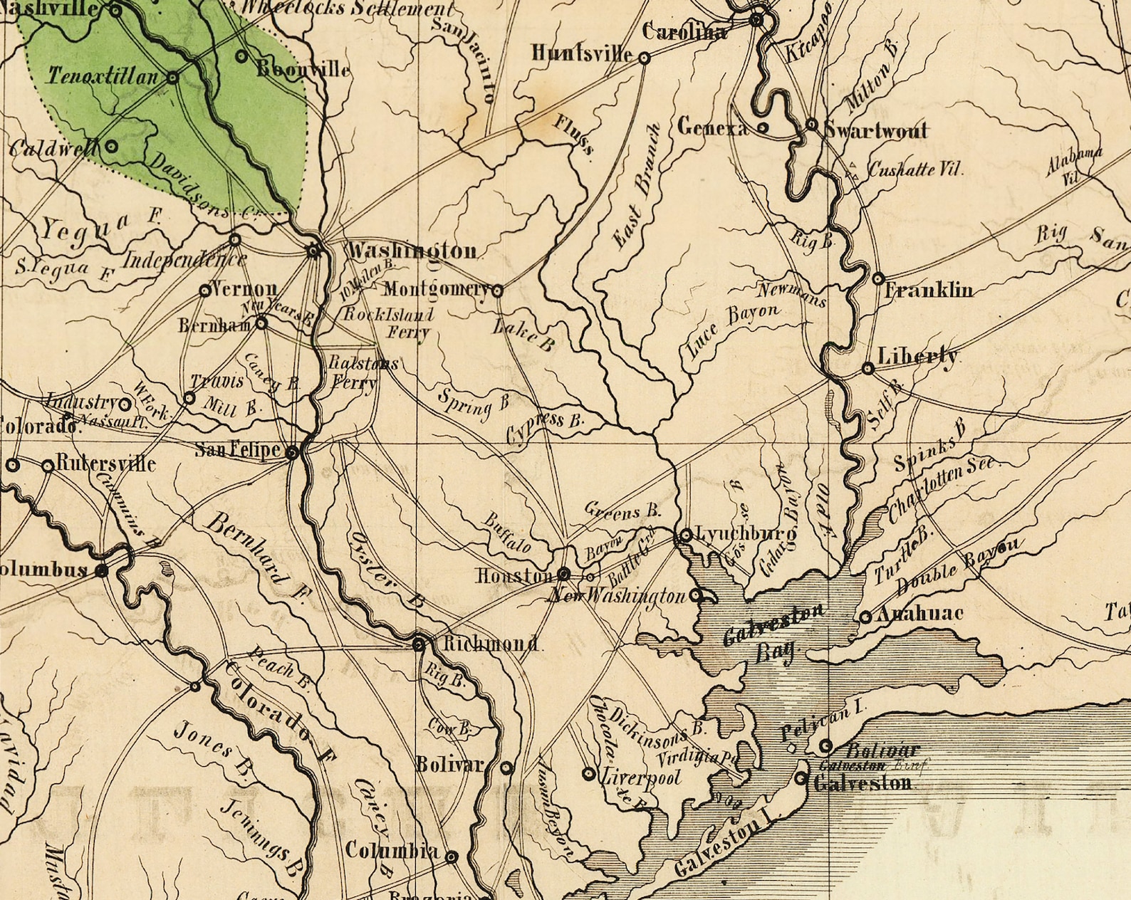 1849 Map of Texas Geography - Etsy