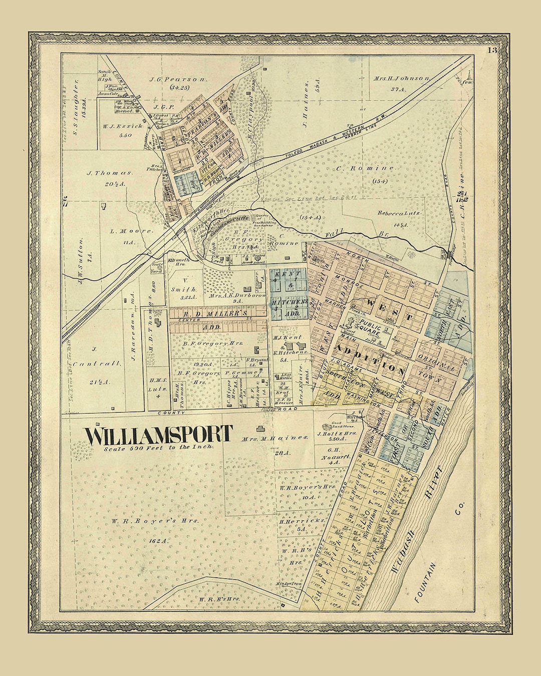 1877 Map of Williamsport Warren County Indiana - Etsy