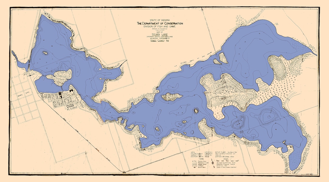 1925 Map of Sylvan Lake Noble County Indiana - Etsy