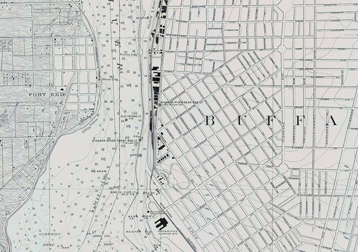 1918 Nautical Map of Buffalo Harbor New York - Etsy