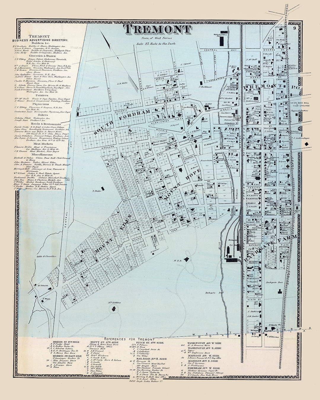 1868 Map of Tremont New York - Etsy