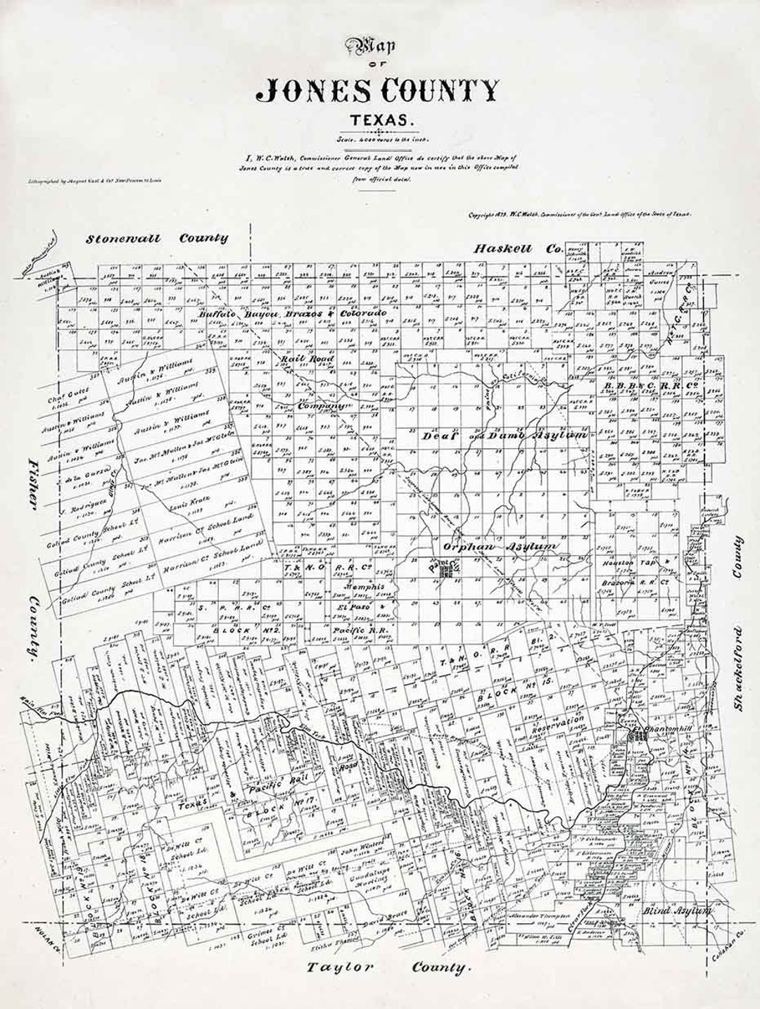 1879 Farm Line Map of Jones County Texas - Etsy