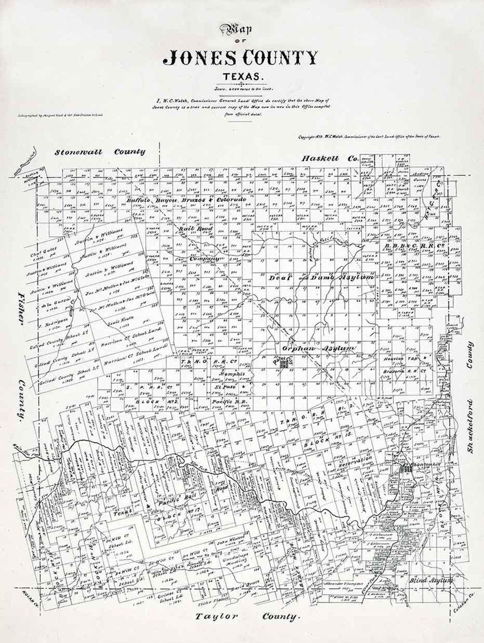 1879 Farm Line Map of Jones County Texas - Etsy