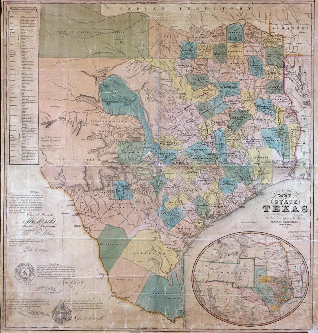 1853 Map of the State of Texas - Etsy