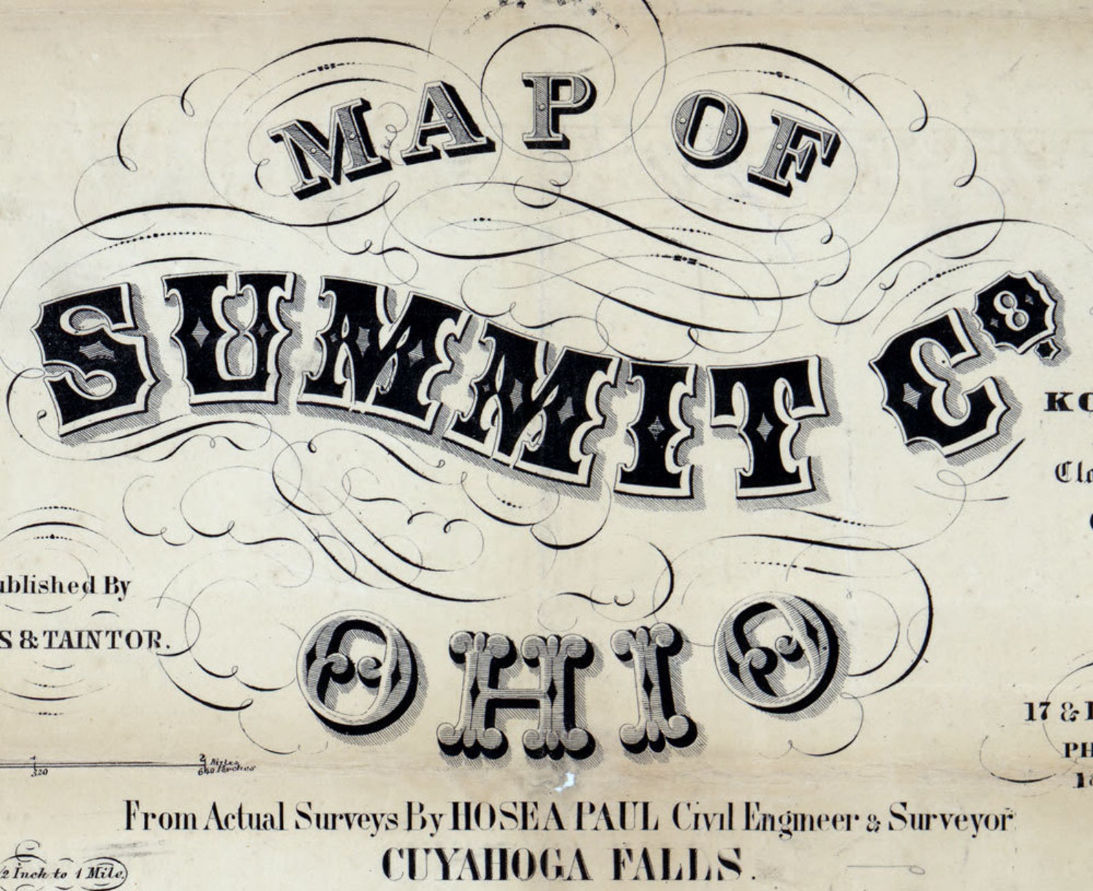 1856 Farm Line Map of Summit County Ohio Akron - Etsy