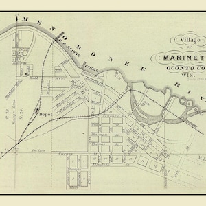 1878 Town Map of Marinette Oconto County Wisconsin - Etsy