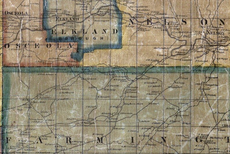 1862 Map of Tioga County Pennsylvania - Etsy