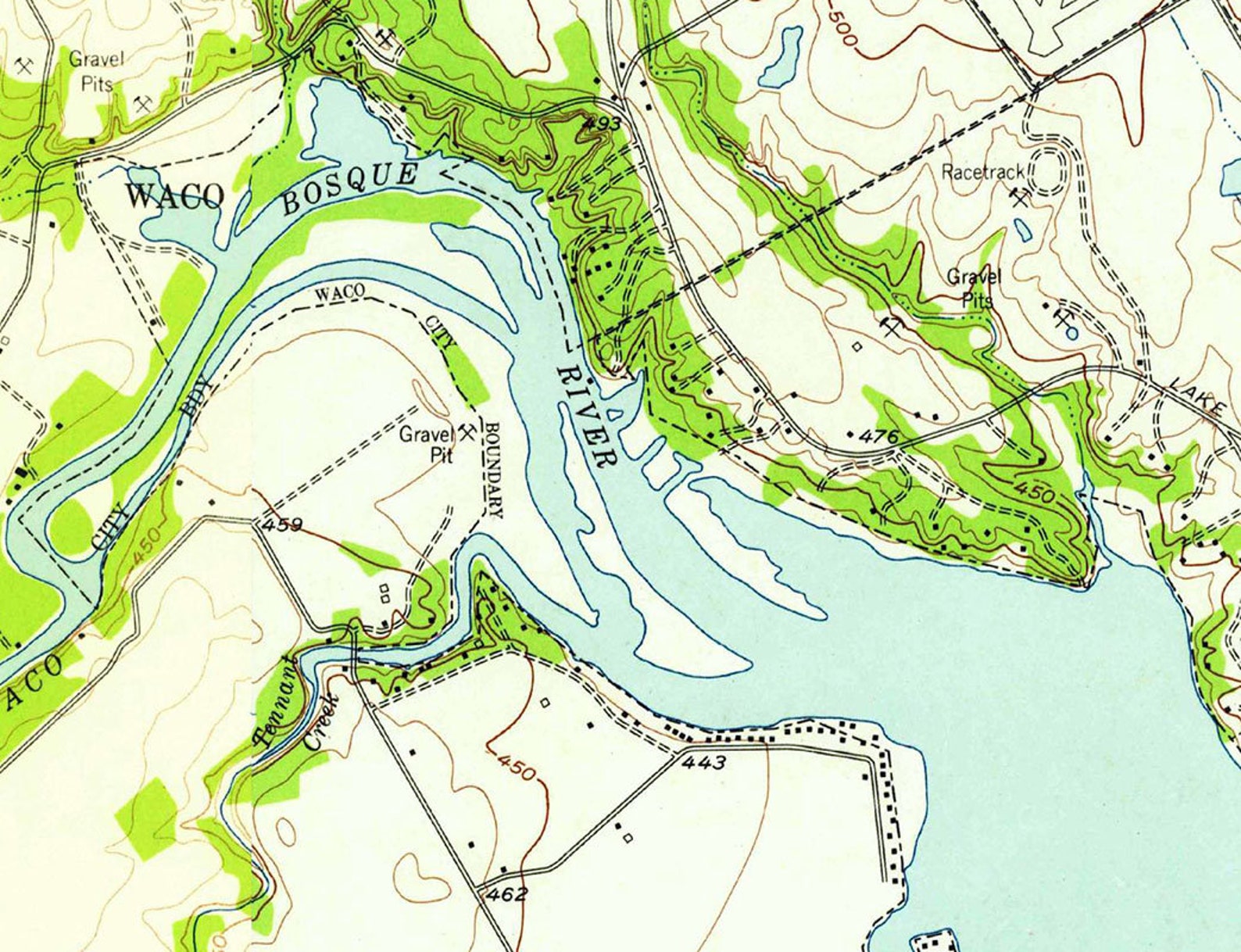 1957 Map of Waco Lake Texas - Etsy