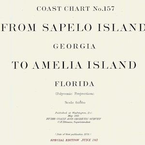 1911 Nautical Map of Sapelo Island Georgia to Amelia Island Florida - Etsy