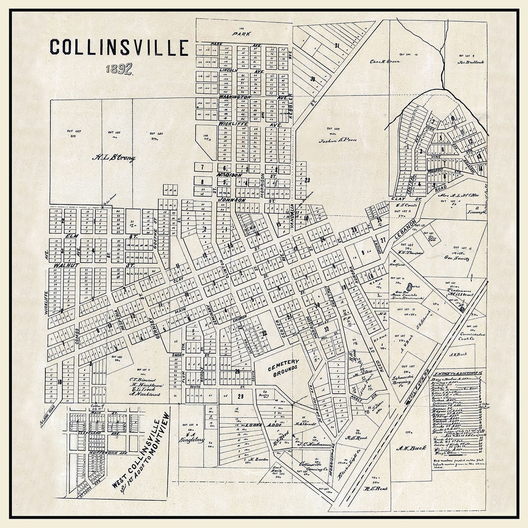 1892 Town Map of Collinsville Madison County Illinois - Etsy