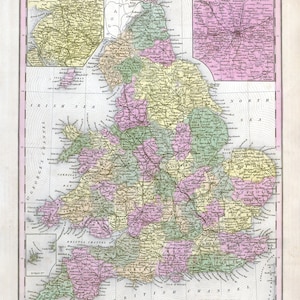 1844 Map of England - Etsy